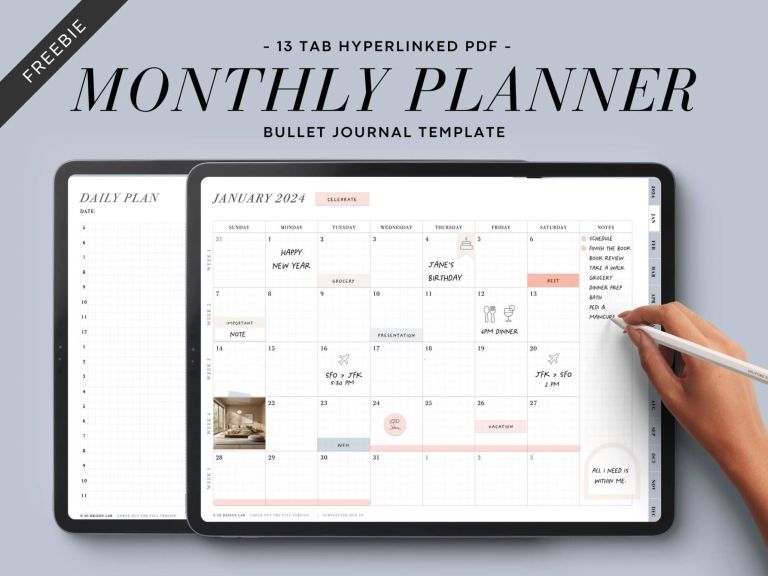 Free 2024 Monthly Digital Planner - Free Digital Planners