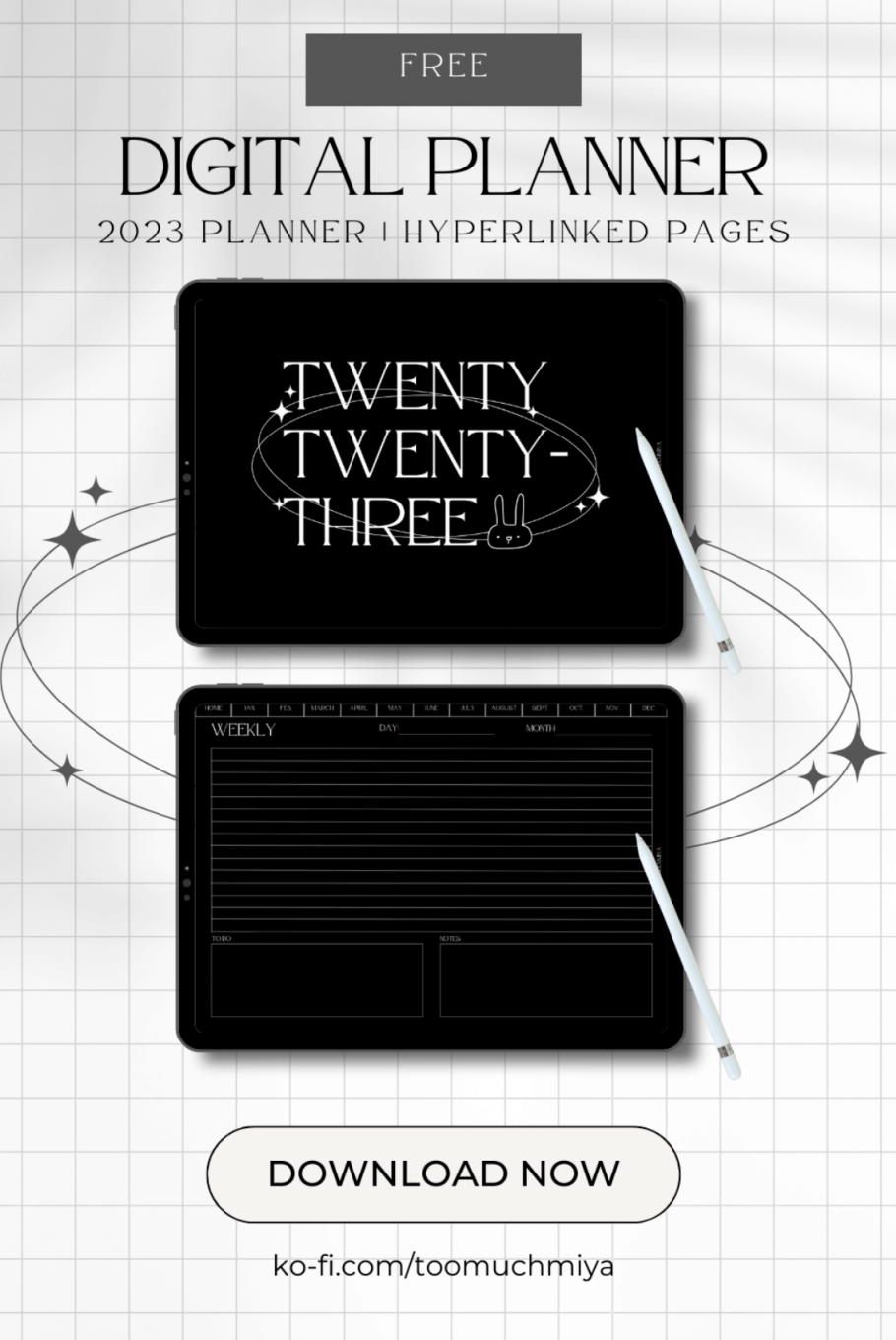 2023 PLANNER | Digital (hyperlink) & Printable | free - Free Digital ...