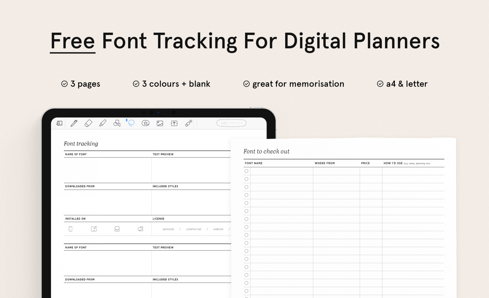 Free Font Tracking Planner (For Digital Planning, Bullet Journalling ...
