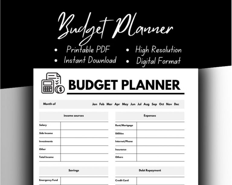 Budget Planner Printable PDF - Free Digital Planners