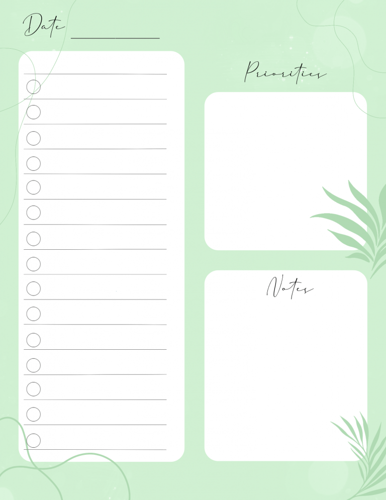 Light Green Checklist Free - Free Digital Planners