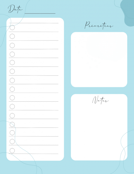 Blue Checklist Printable - Free Digital Planners
