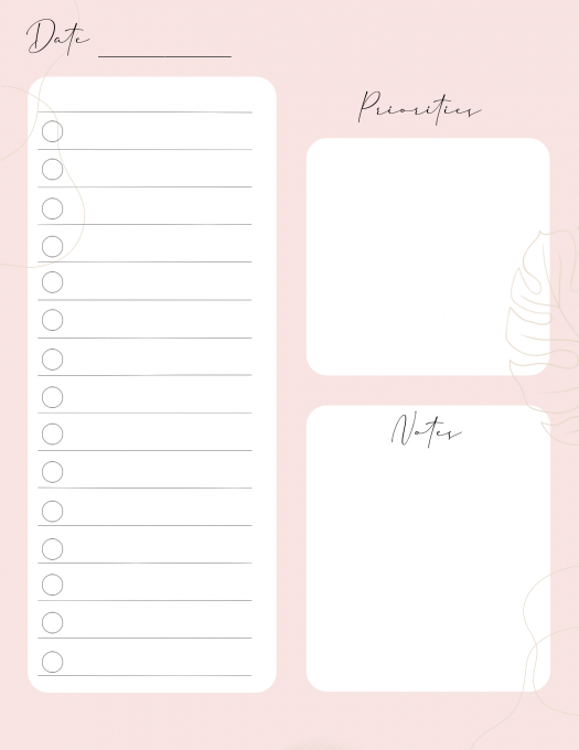 Pink Checklist Free Printable - Free Digital Planners