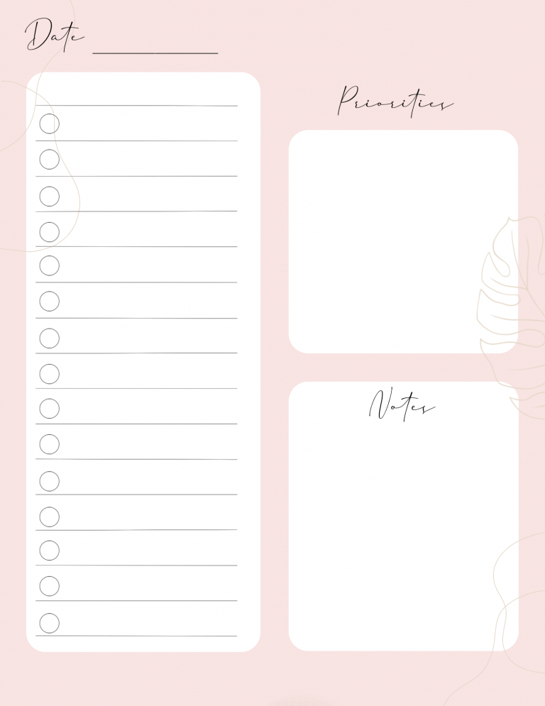 Pink Checklist Free Printable - Free Digital Planners
