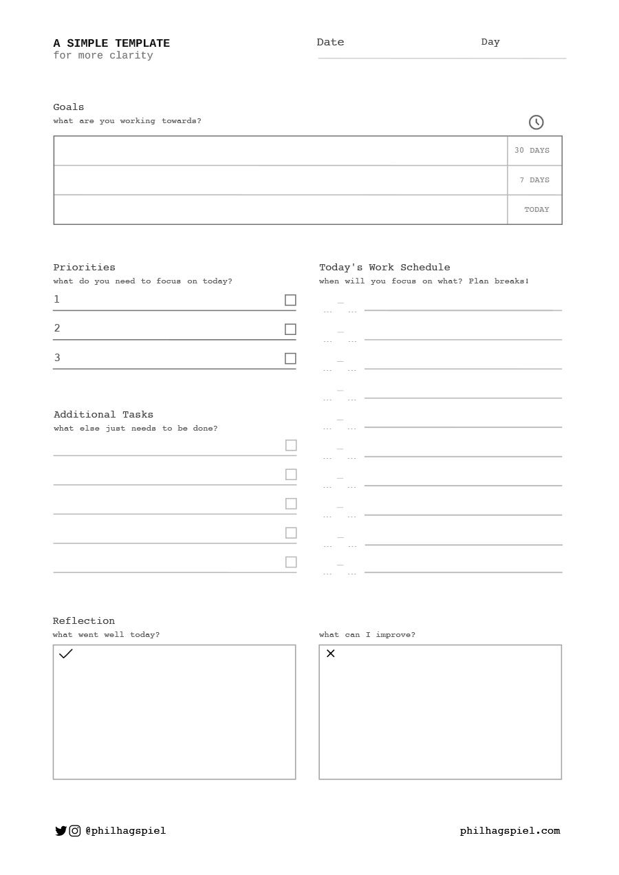 Productivity and Clear template - Free Digital Planners