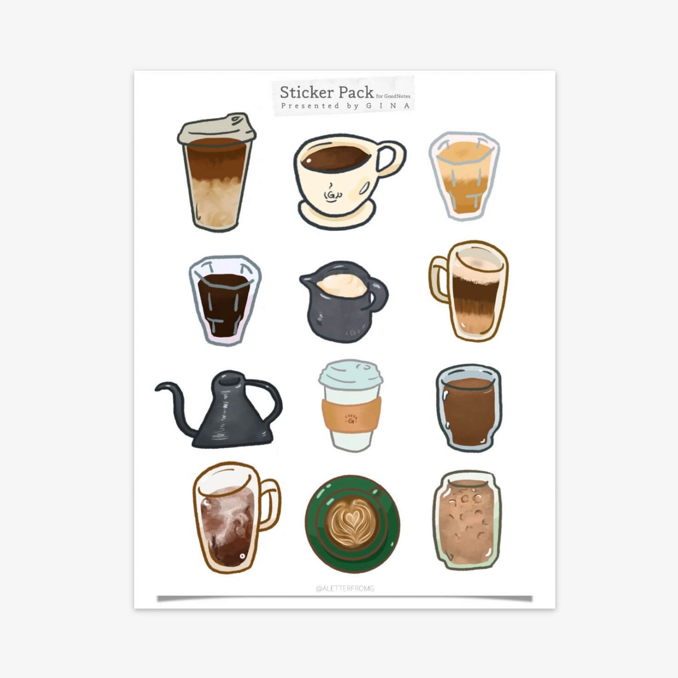 Goodnotes Stickers File - Coffee - Free Digital Planners