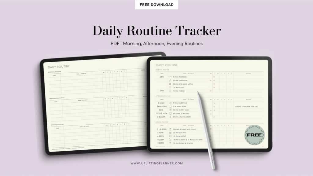 Free Daily Routine Tracker - Free Digital Planners