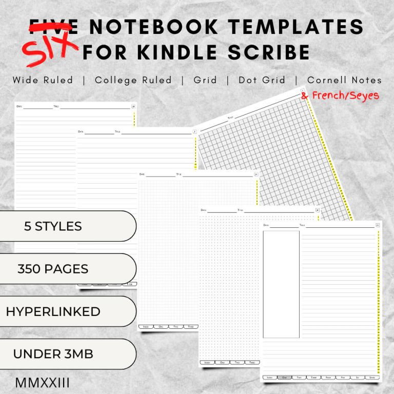 Kindle Scribe PDF 7-Subject Notebooks - Free Digital Planners