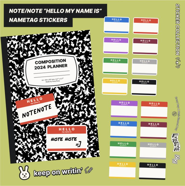 Note/Note "Hello My Name Is" Nametags - Free Digital Planners