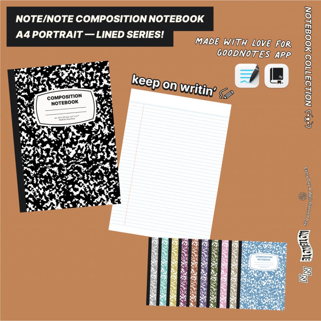 Note/Note Composition Notebook — A4 Lined - Free Digital Planners