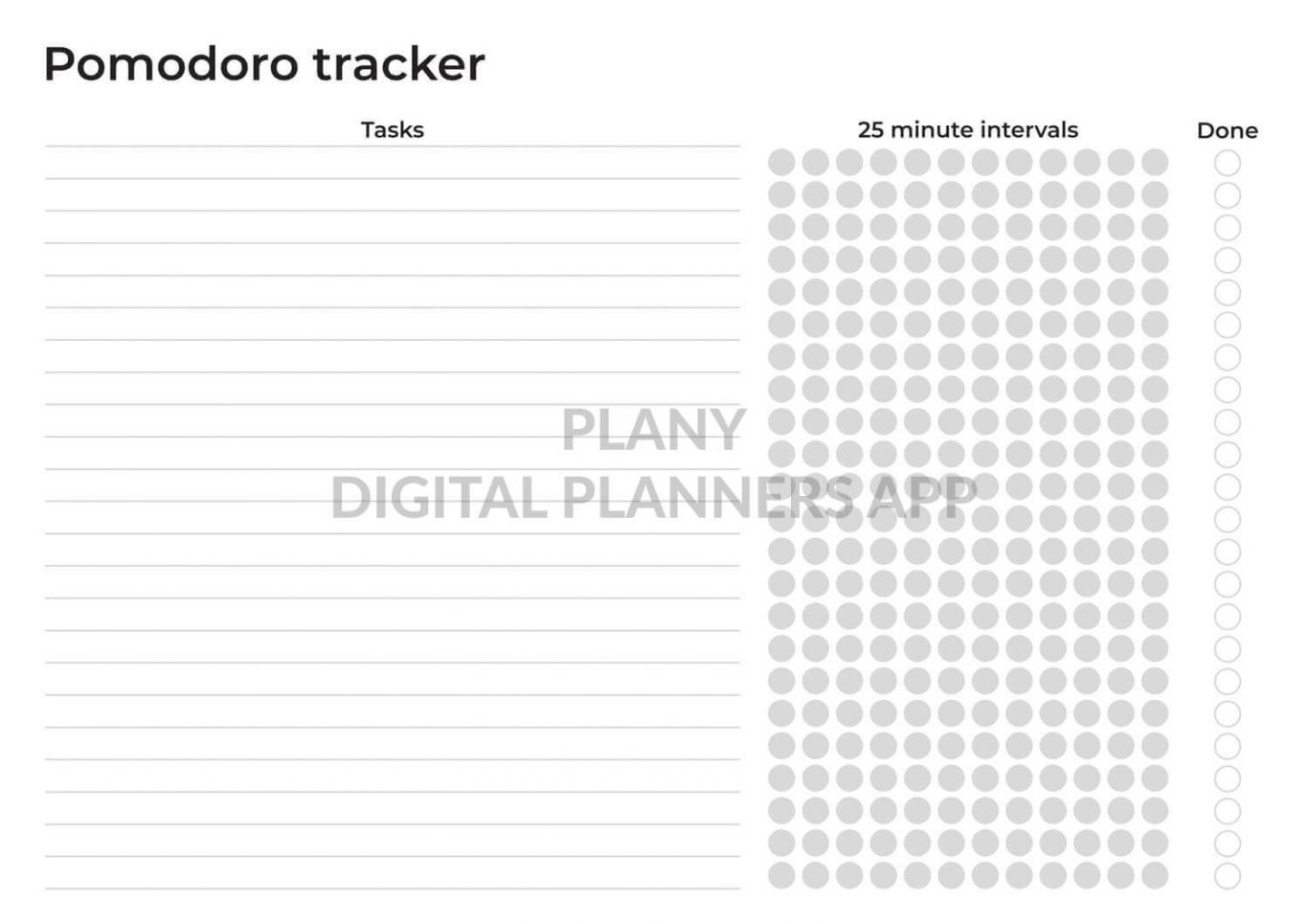 Pomodoro tracker - Free Digital Planners