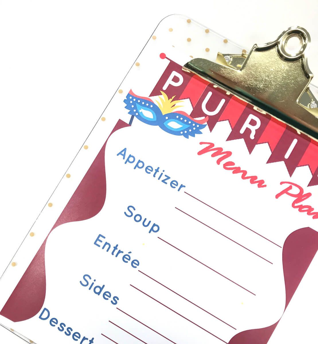 Purim Menu Planner Free Digital Planners