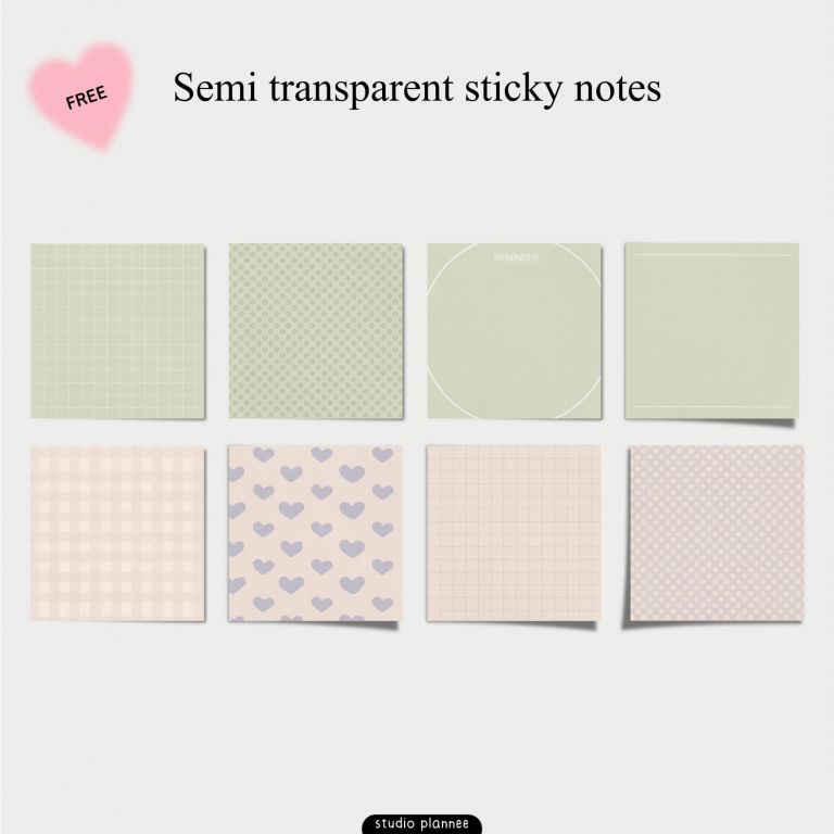 Realistic Semi Transparent Sticky Notes - Free Digital Planners