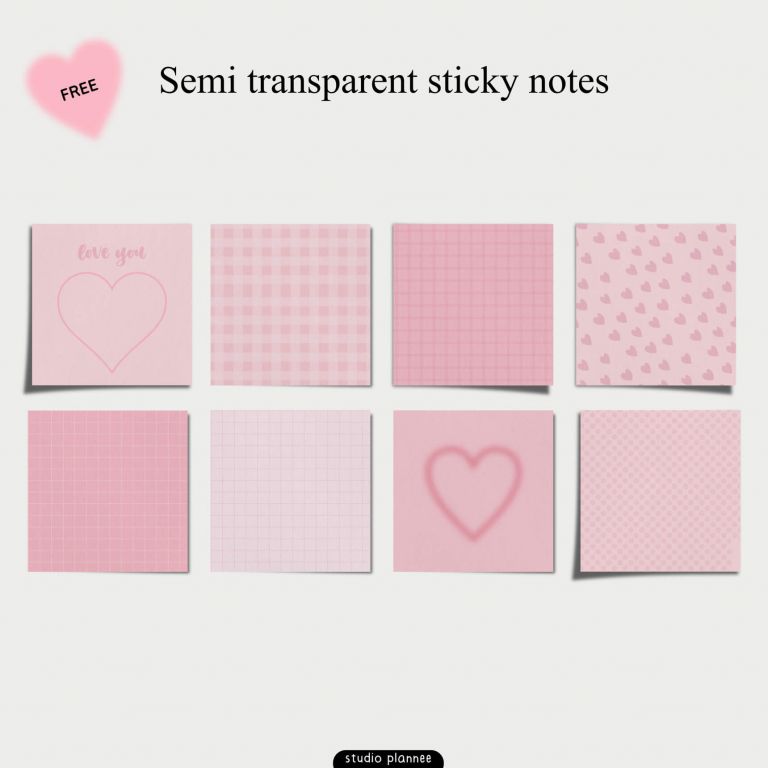 Realistic Semi Transparent Sticky Notes - Free Digital Planners