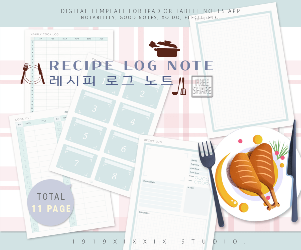 Recipe Log Note - Free Digital Planners