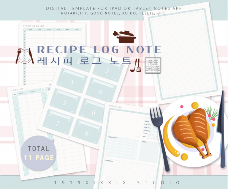 Recipe Log Note - Free Digital Planners