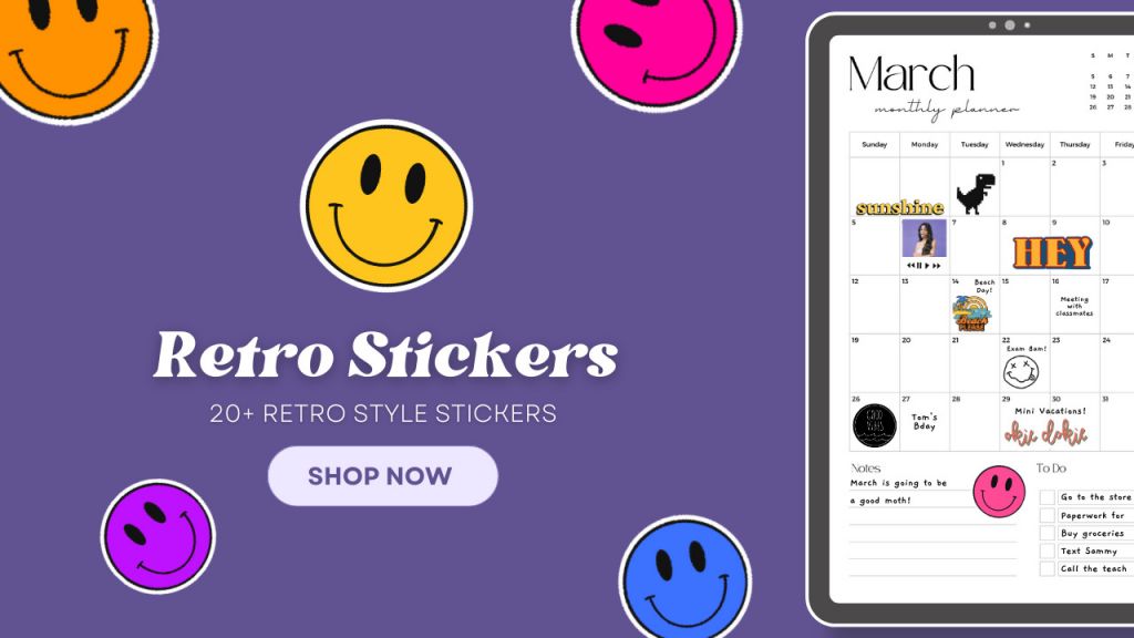 Retro Stickers Pack - Free Digital Planners