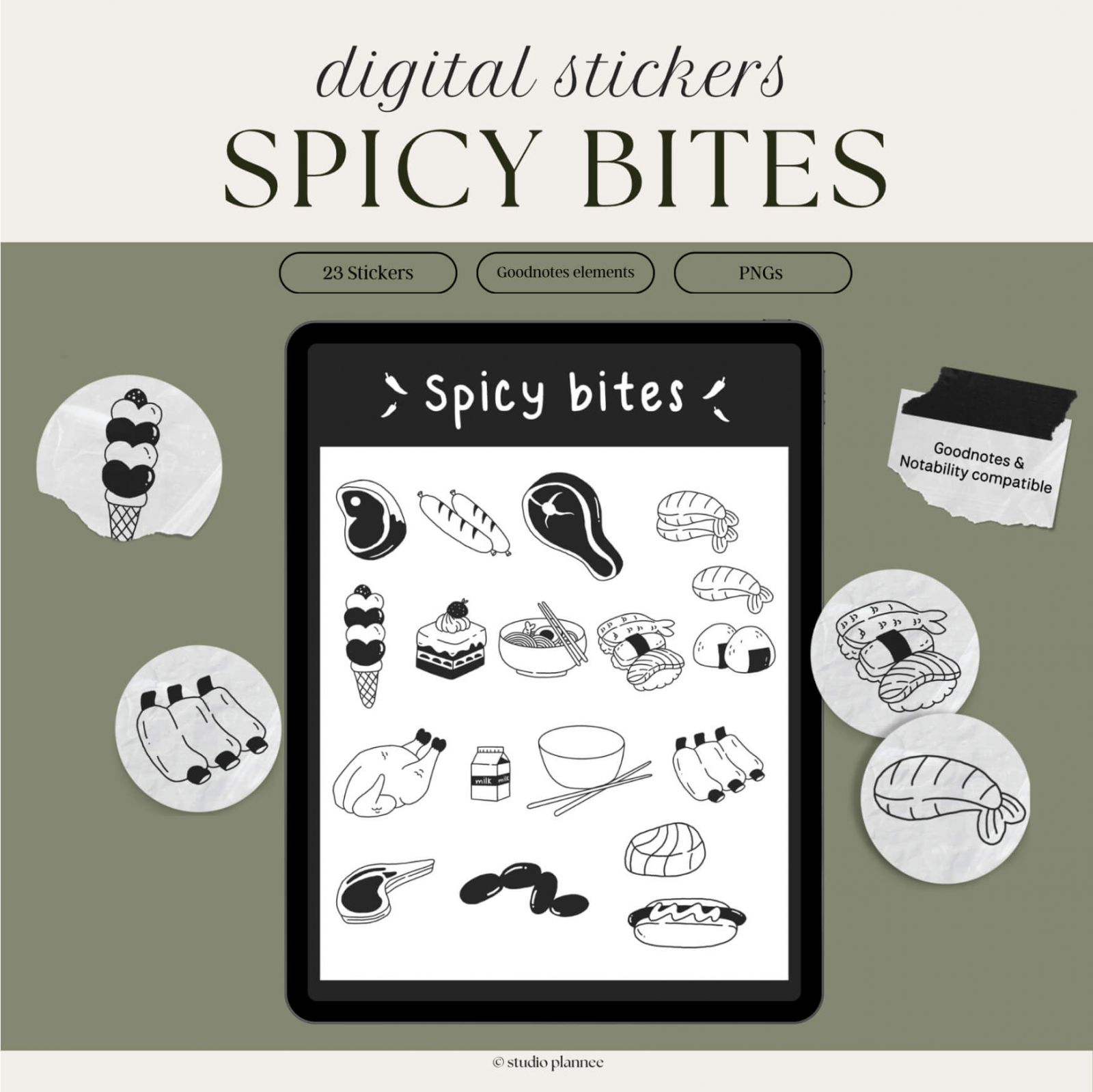 “SPICY BITES” digital stickers set - Free Digital Planners