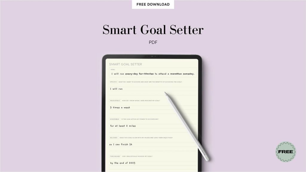 Free Smart Goal Setting Template - Free Digital Planners