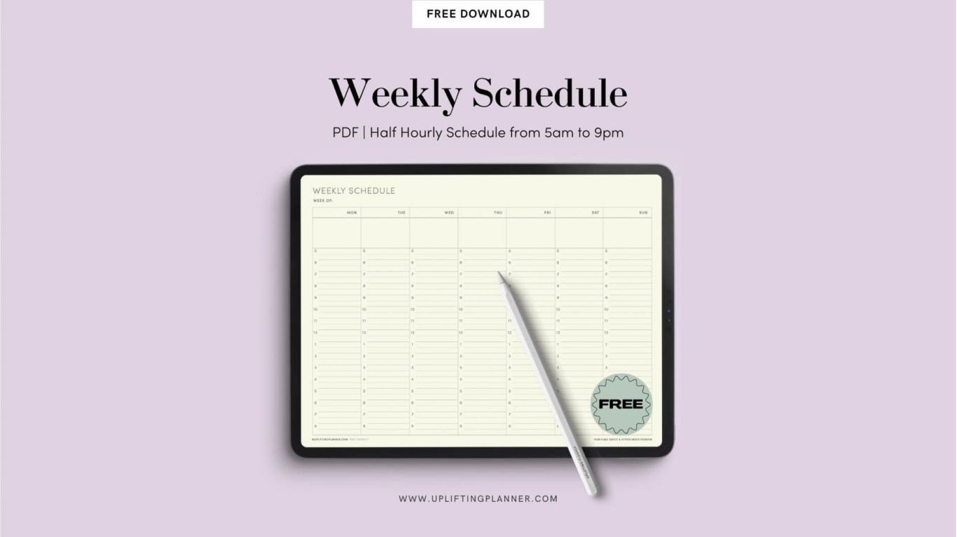 Free Weekly Schedule Template - Free Digital Planners