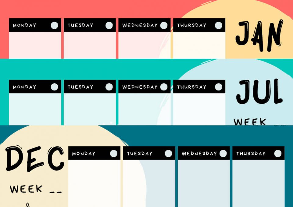 Colorful Weekly Planner - Full Year - Free Digital Planners