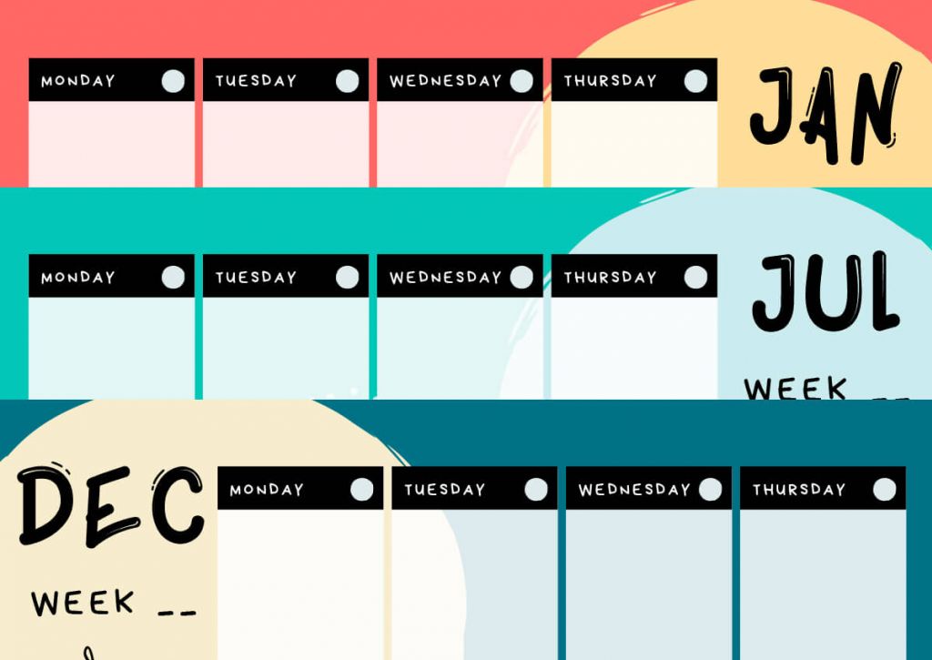 Colorful Weekly Planner - Full Year - Free Digital Planners