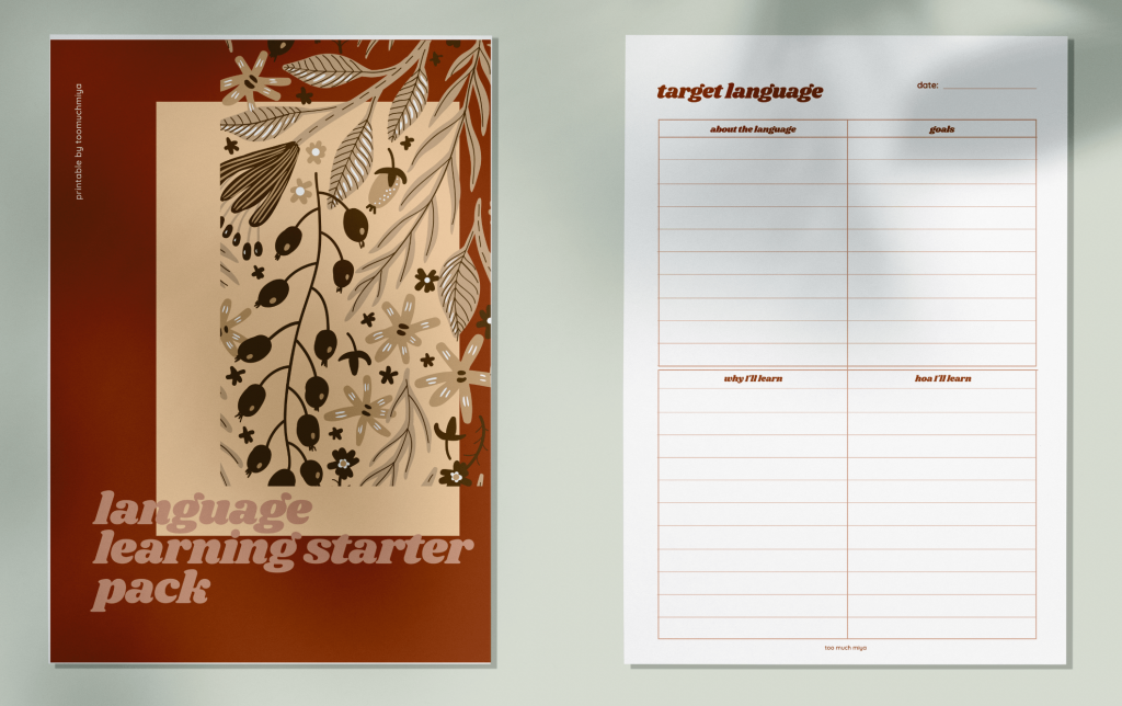 language learning starter pack | free printable - Free Digital Planners