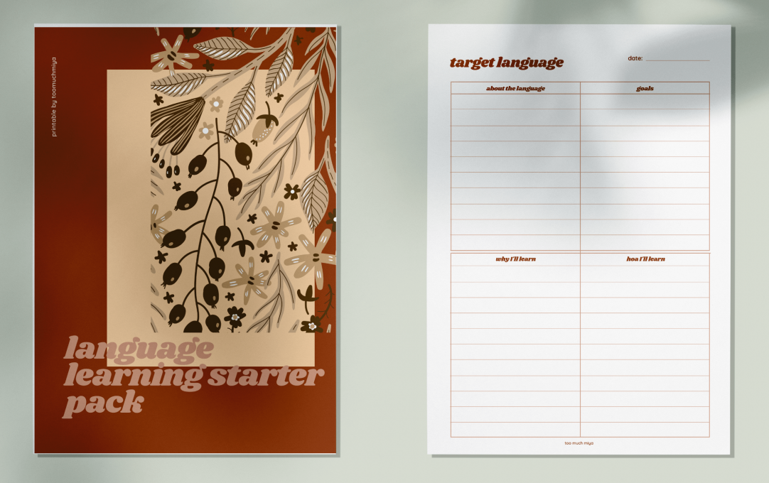 language learning starter pack | free printable - Free Digital Planners