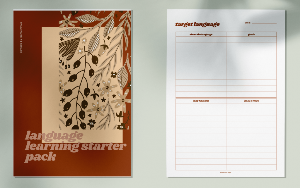 language learning starter pack | free printable - Free Digital Planners
