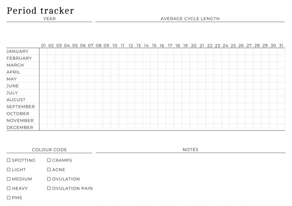 Period tracker - Free Digital Planners