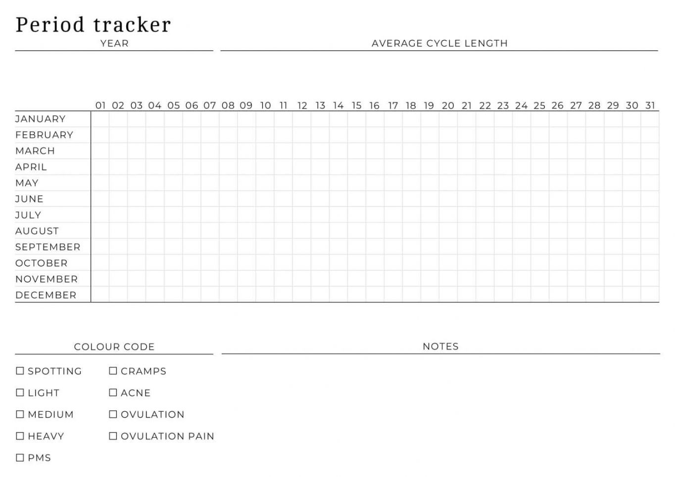 Period tracker - Free Digital Planners