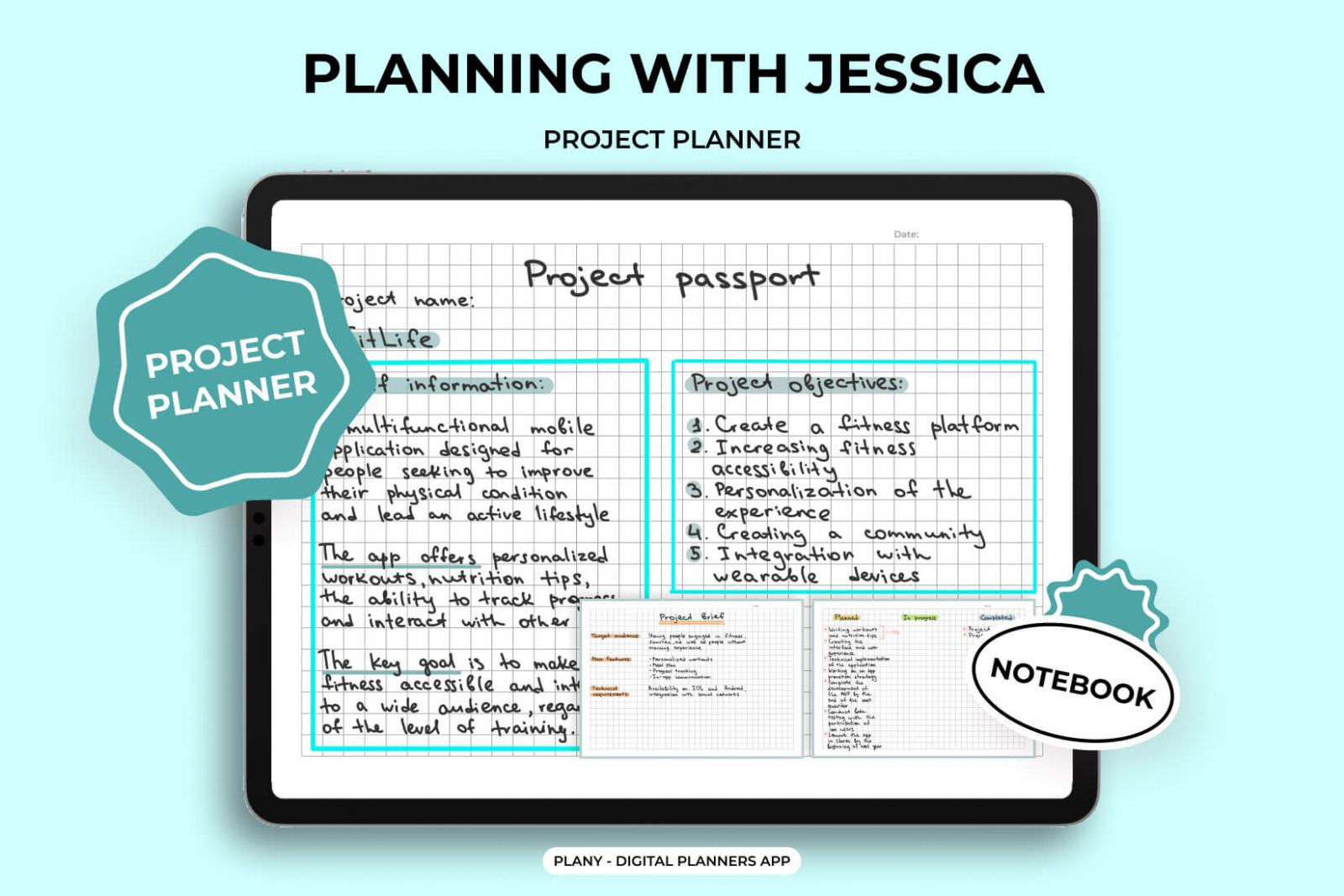 Planning with Jessica: project planner - Free Digital Planners