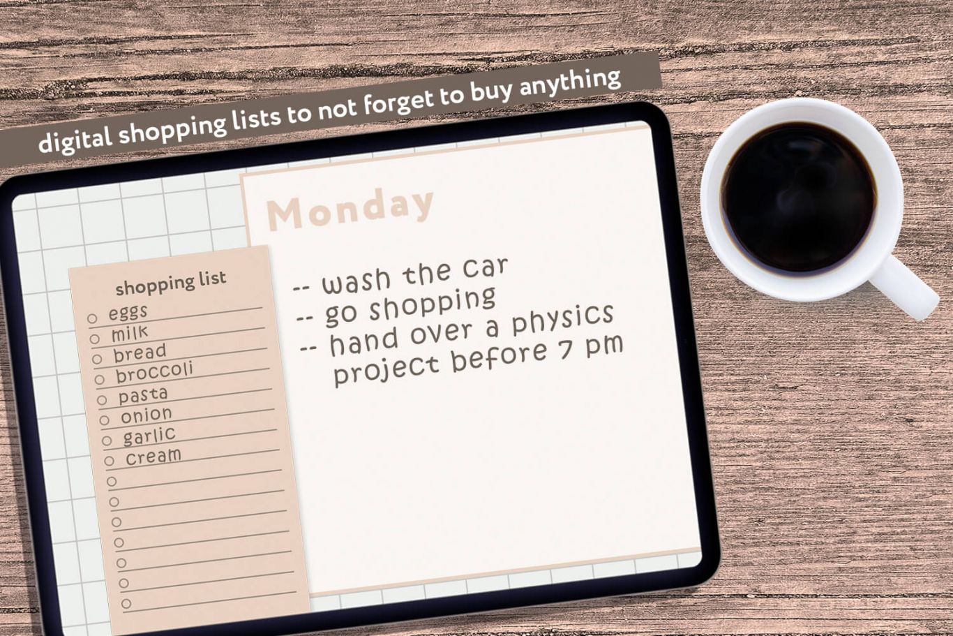 Shopping lists - Free Digital Planners