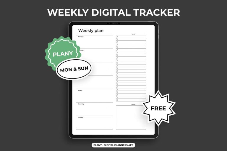 Weekly digital tracker - Free Digital Planners
