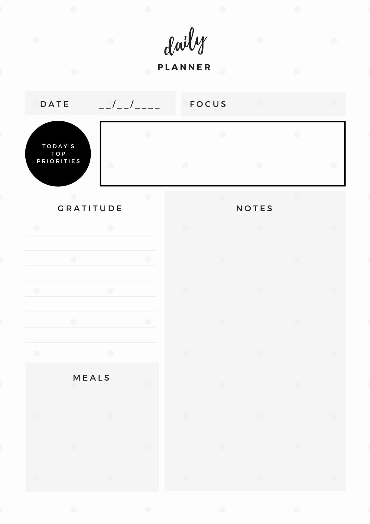 Daily Black and White PDF Planner - Free Digital Planners