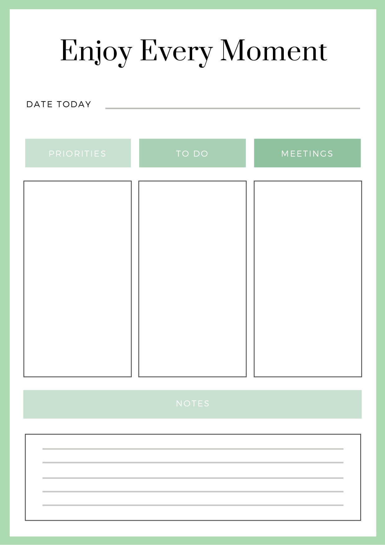 Green Daily Planner - for planning apps or printable - Free Digital ...