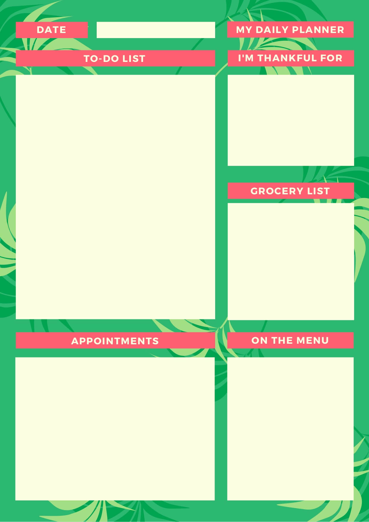 Tropical Planner in PDF - Free Digital Planners