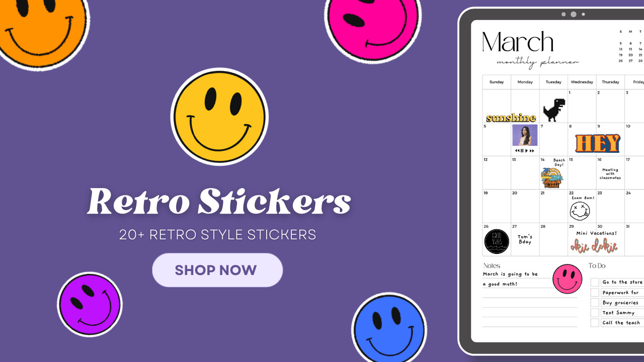 Retro Stickers Pack - Free Digital Planners