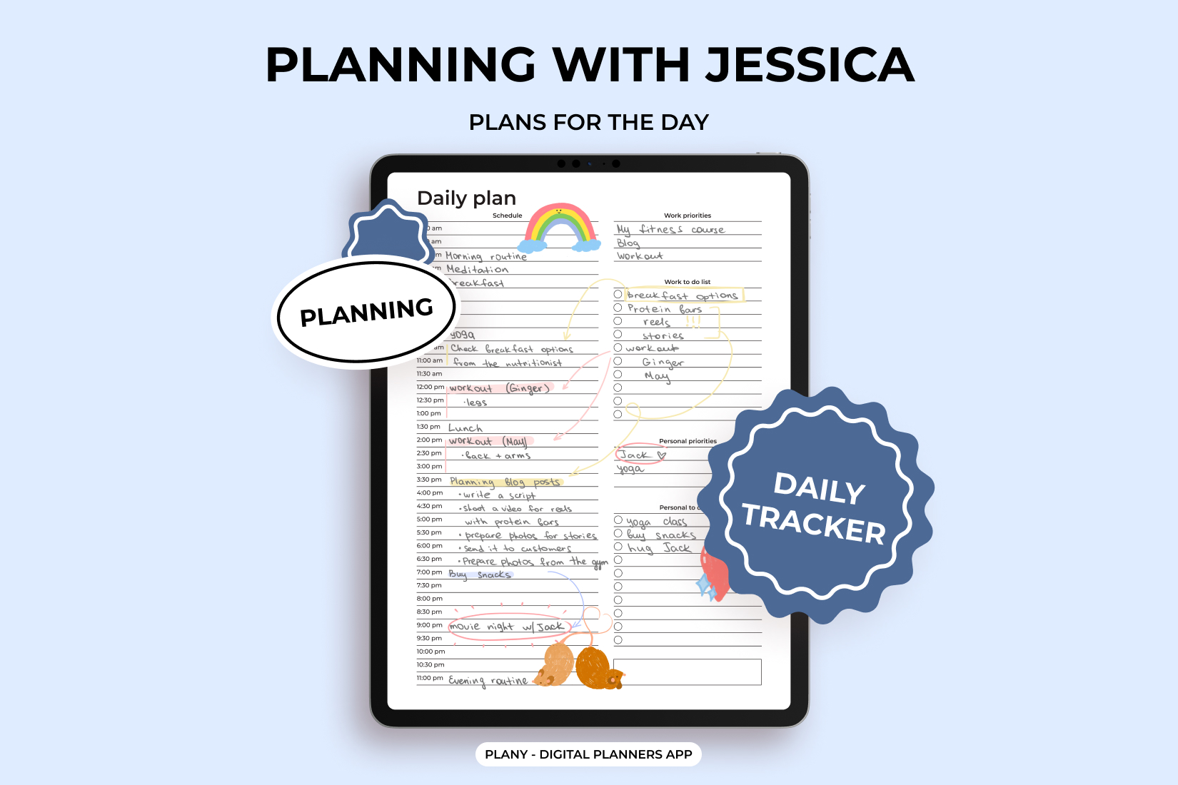 Planning with Jessica: plans for the day - Free Digital Planners