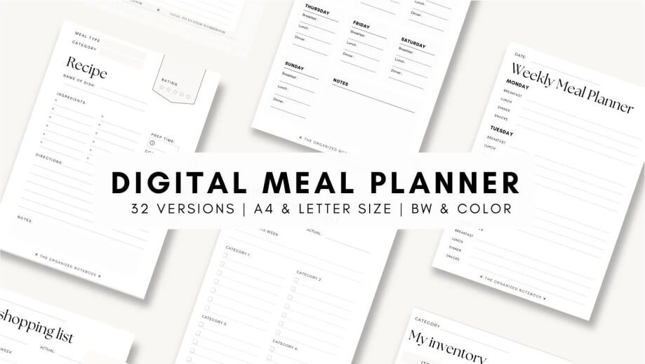 Digital/Printable Meal Planner Bundle - Free Digital Planners