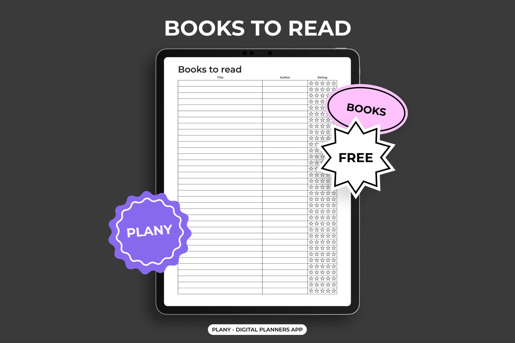 Books to read tracker - Free Digital Planners