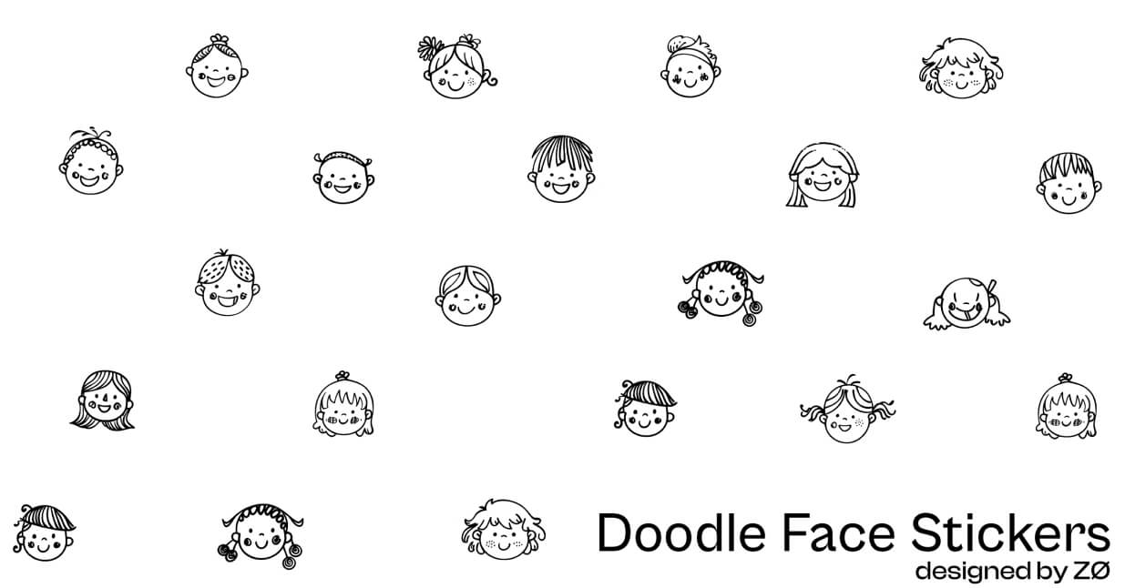 Doodle Face Stickers - Free Digital Planners