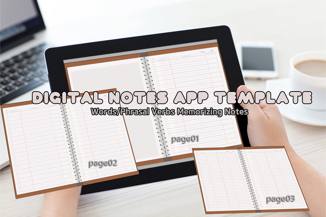 Words/Phrasal verbs Memorizing Notes - Free Digital Planners