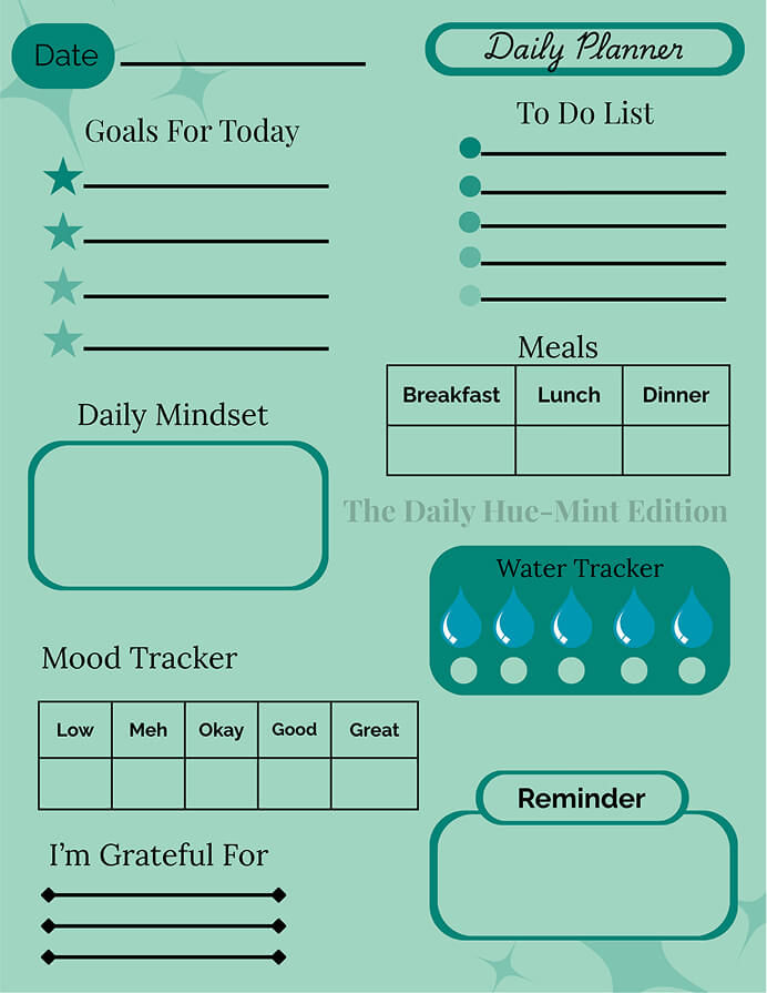 The Daily Hue Digital Planner- Mint Edition - Free Digital Planners
