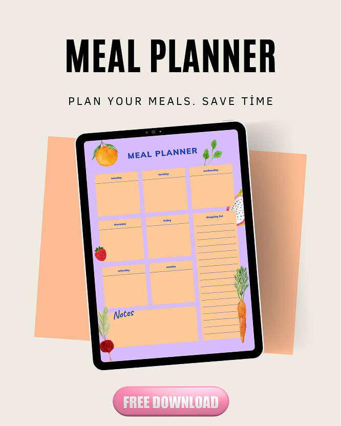 Colorful Weekly Meal Planner | Printable & Digital PDF - Free Digital ...