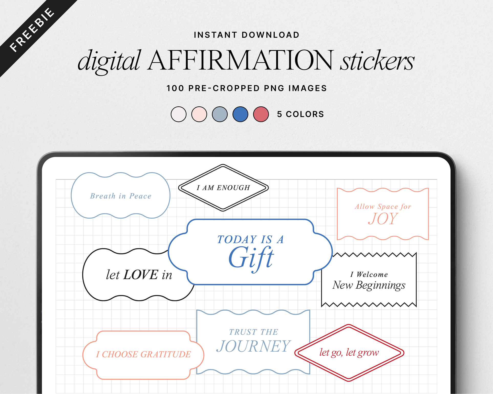 100 Free Affirmation Stickers for Digital Planners - Free Digital Planners