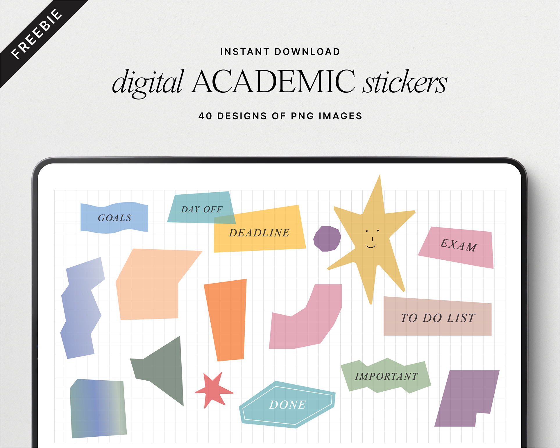 40 FREE Digital Academic Stickers - Free Digital Planners