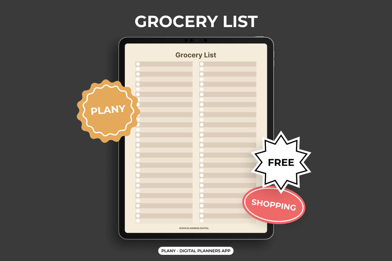 Grocery list - Free Digital Planners