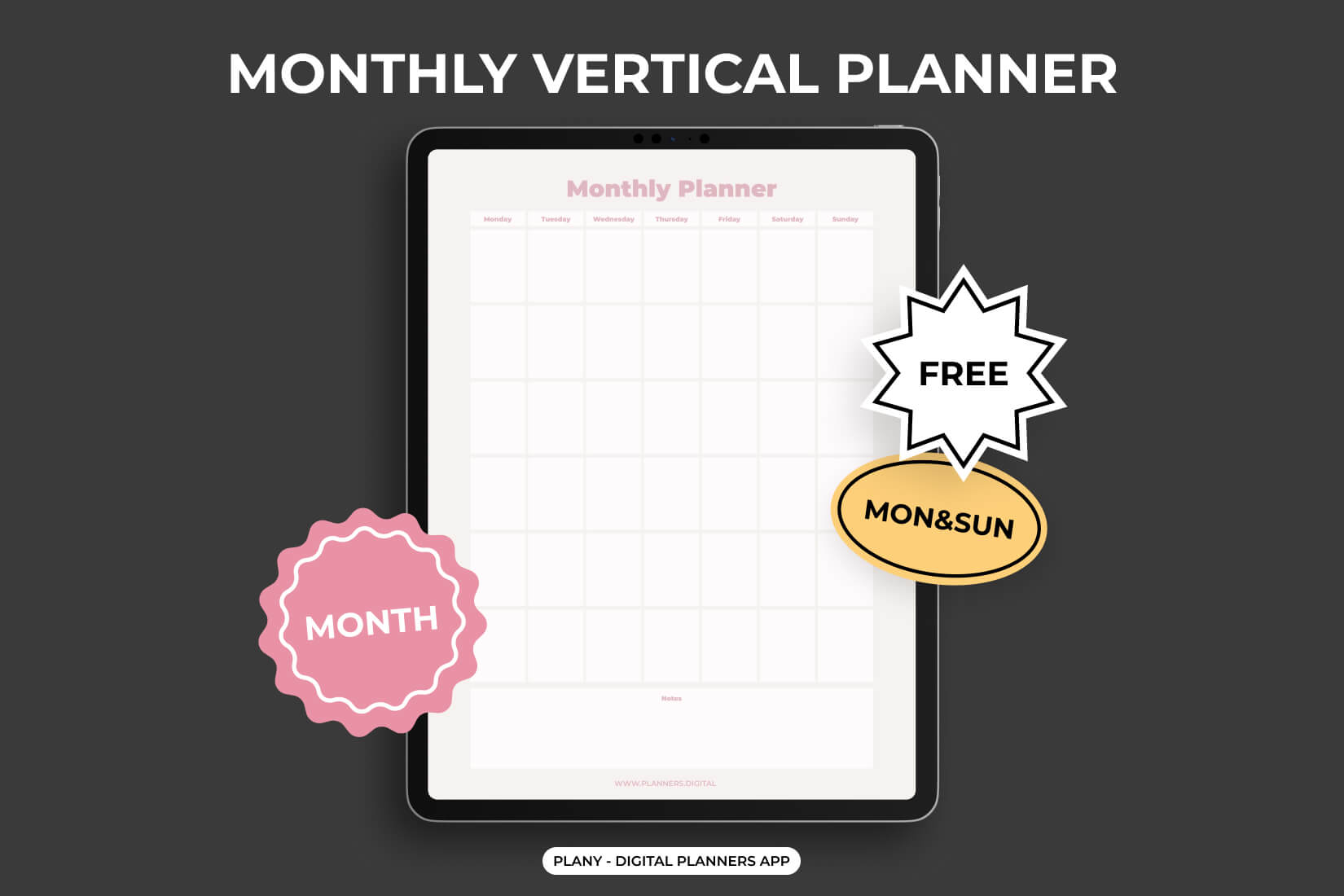 Monthly vertical planner - Free Digital Planners